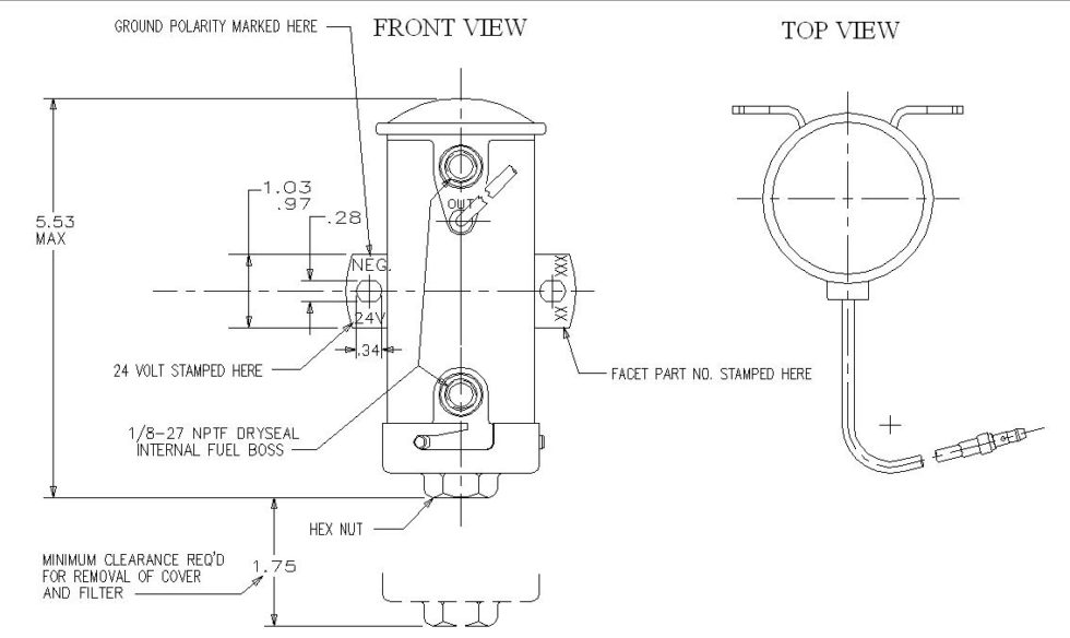 Specifications | Fuel Pumps | Motor Components, LLC