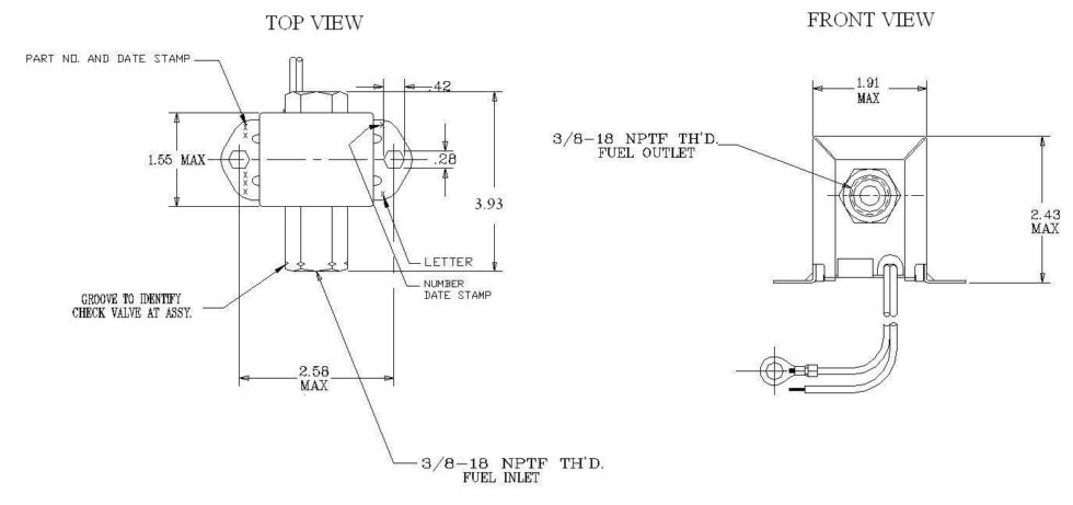 Specifications | Fuel Pumps | Motor Components, LLC