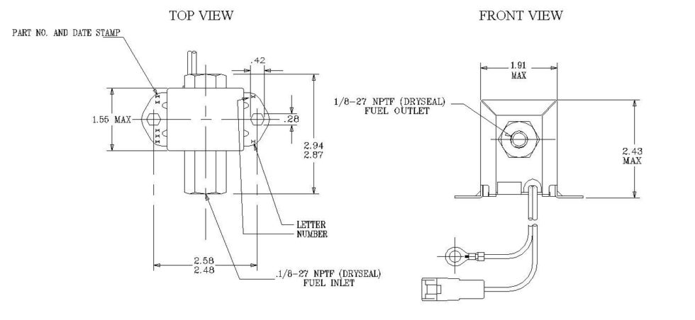 Specifications | Fuel Pumps | Motor Components, LLC